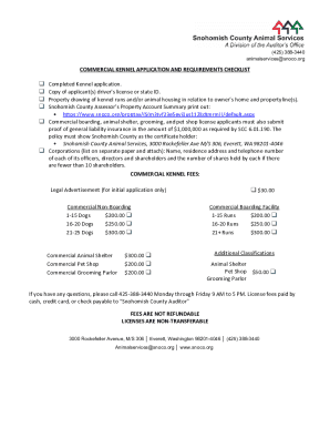 Fillable Online COMMERCIAL KENNEL APPLICATION AND REQUIREMENTS ... Fax ...