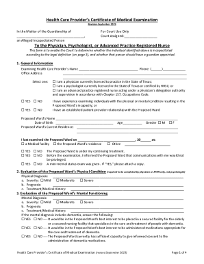 Fillable Online Health Care Provider's Certificate of Medical ...