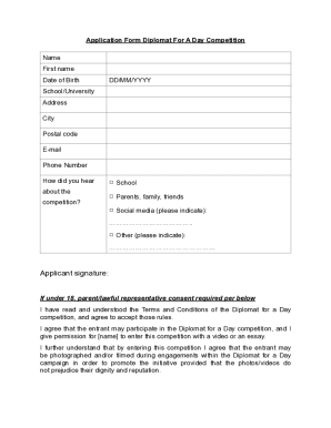 Fillable Online Application form diplomat for a day Fax Email Print ...