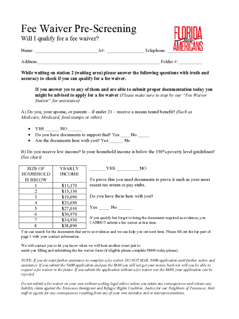 Fillable Online Filling Out and Filing an Application for Waiver of ...