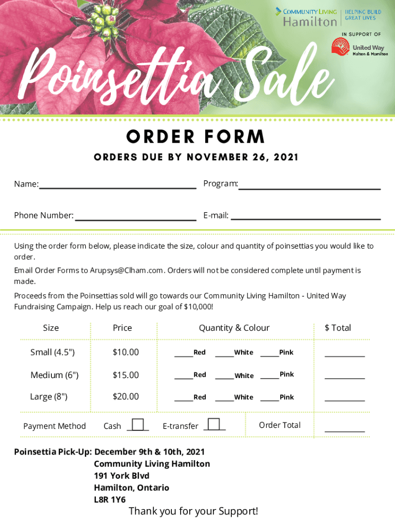 Fillable Online Poinsettia Order Form CLH Fax Email Print - pdfFiller