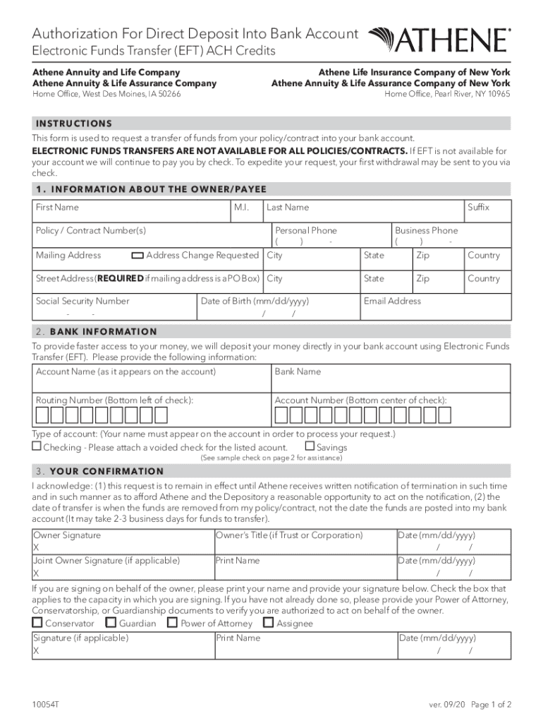 Fillable Online Fillable Form 266771 Accordia Life Electronic Funds ...