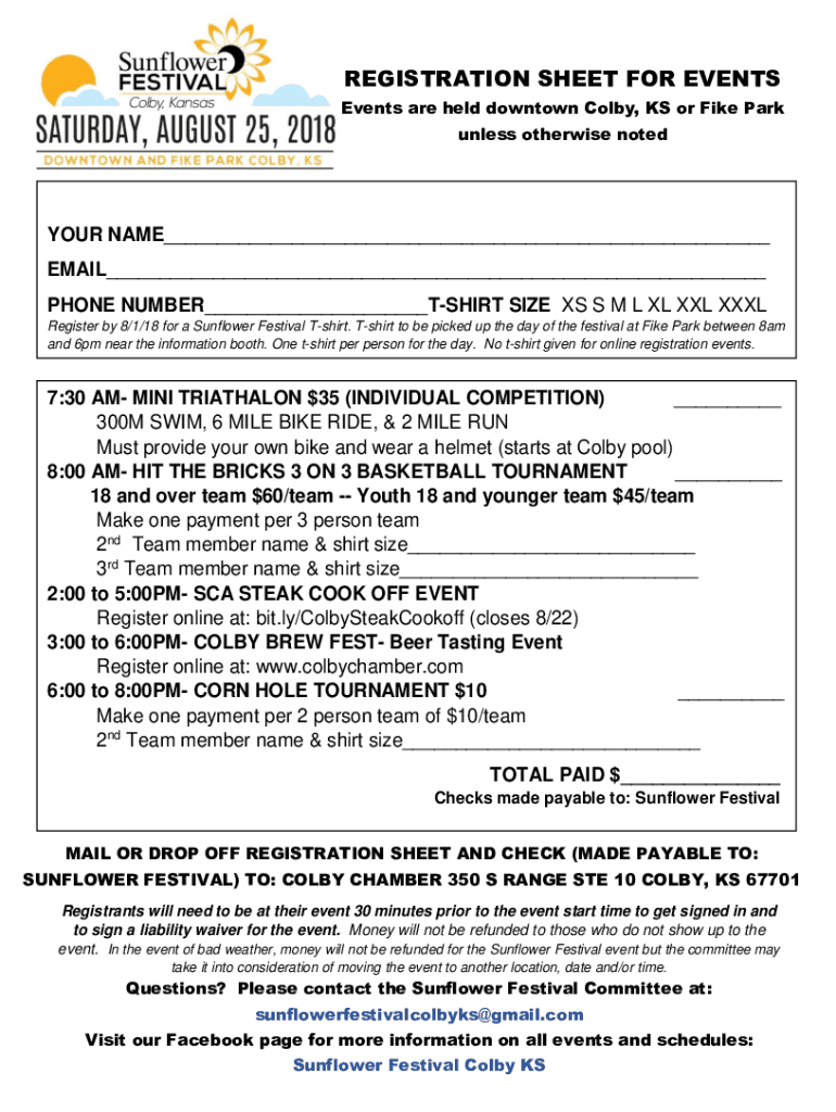 Fillable Online REGISTRATION SHEET FOR EVENTS Fax Email Print - pdfFiller