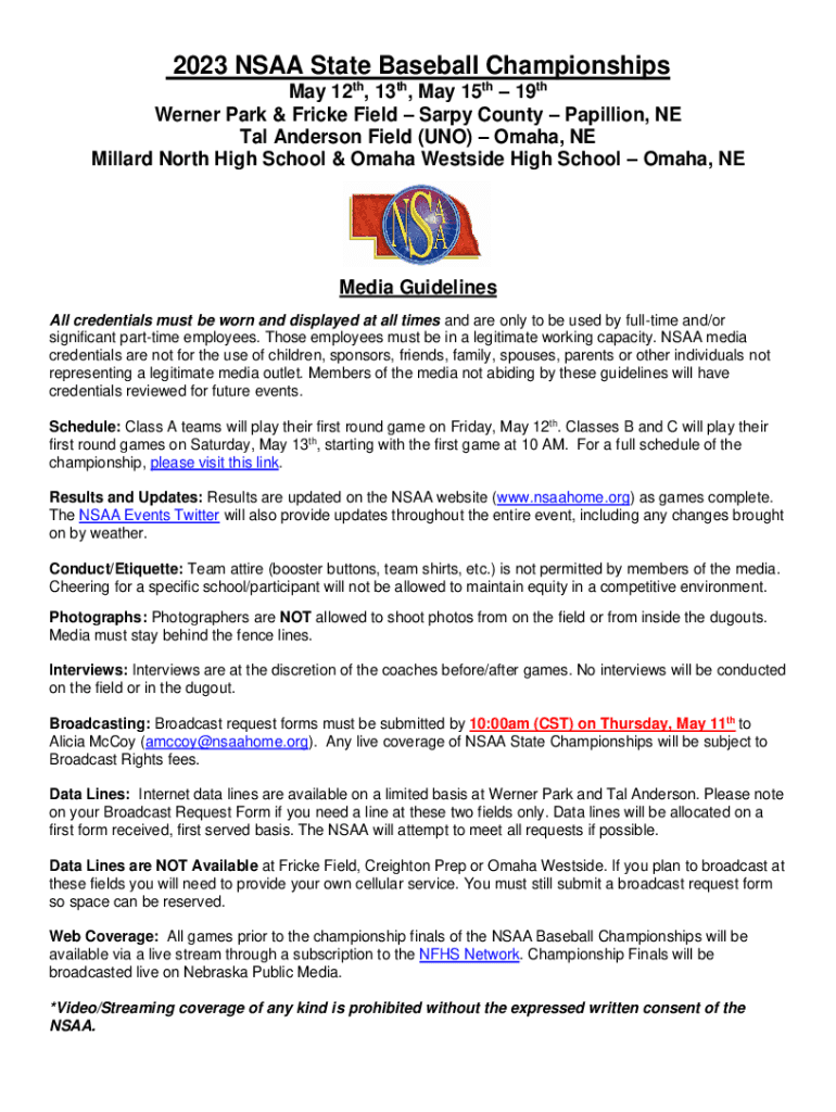Fillable Online NSAA State Baseball Championship Highlights and Scores ...