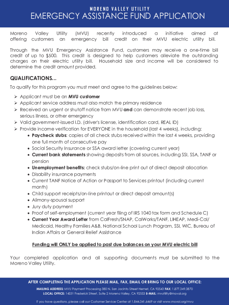 Fillable Online EMERGENCY ASSISTANCE FUND APPLICATION Fax Email Print ...