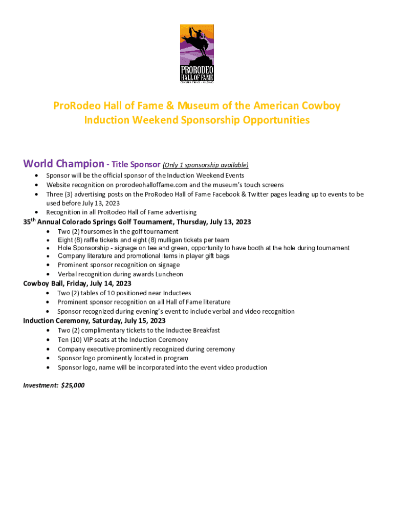 Fillable Online ProRodeo Hall of Fame & Museum of the American Cowboy ...