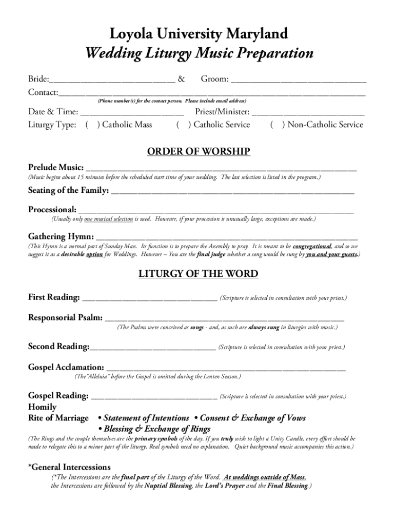 Fillable Online wedding music prep sheet Fax Email Print - pdfFiller