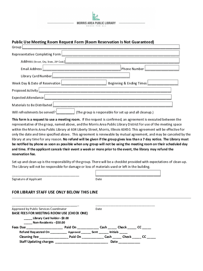 Fillable Online MEETING ROOM REQUEST FORM PRIORITIES FOR USE Fax Email ...
