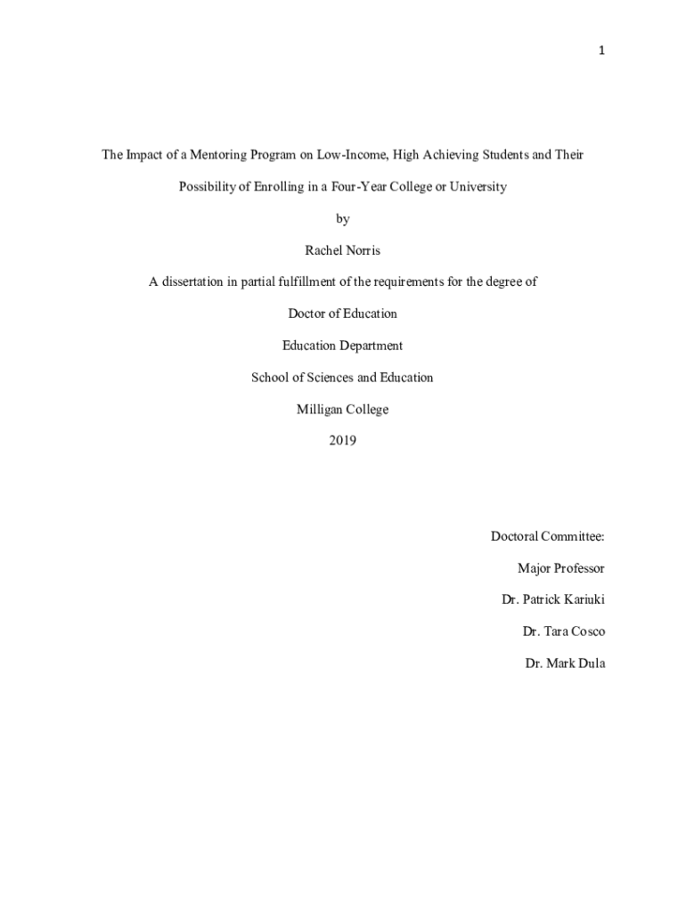 Fillable Online 1 The Impact of a Mentoring Program on Low-Income, High ... Fax Email Print ...