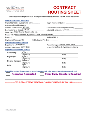 Fillable Online Contract Routing SheetFORM INSTRUCTIONS Fax Email Print ...