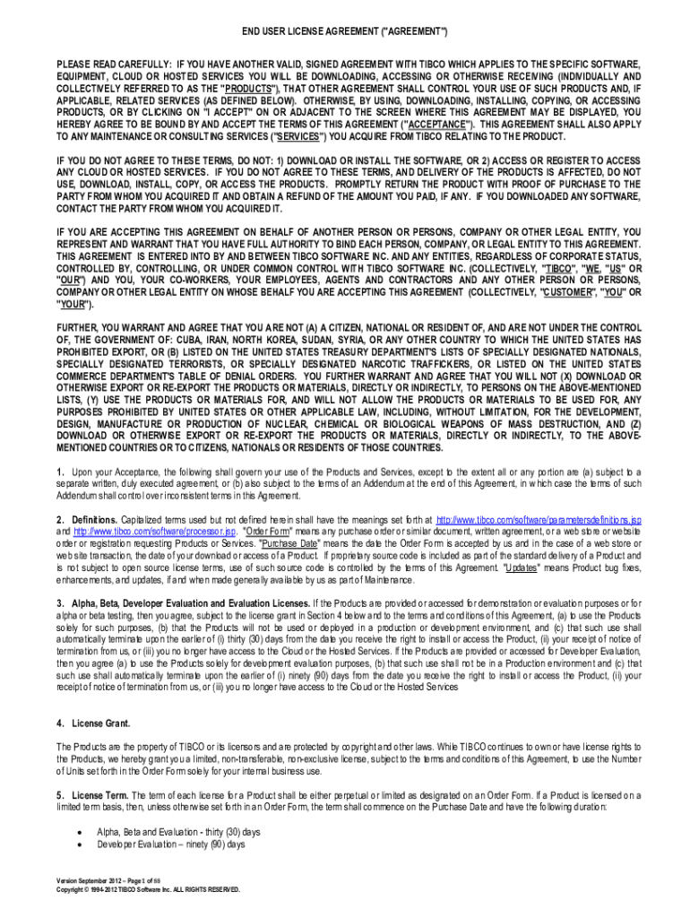 Fillable Online Product End User License Agreement Fax Email Print ...