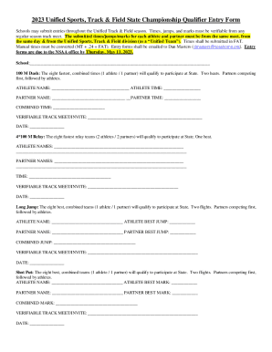 Fillable Online UIL Unified Sports Track and Field State Championships ...