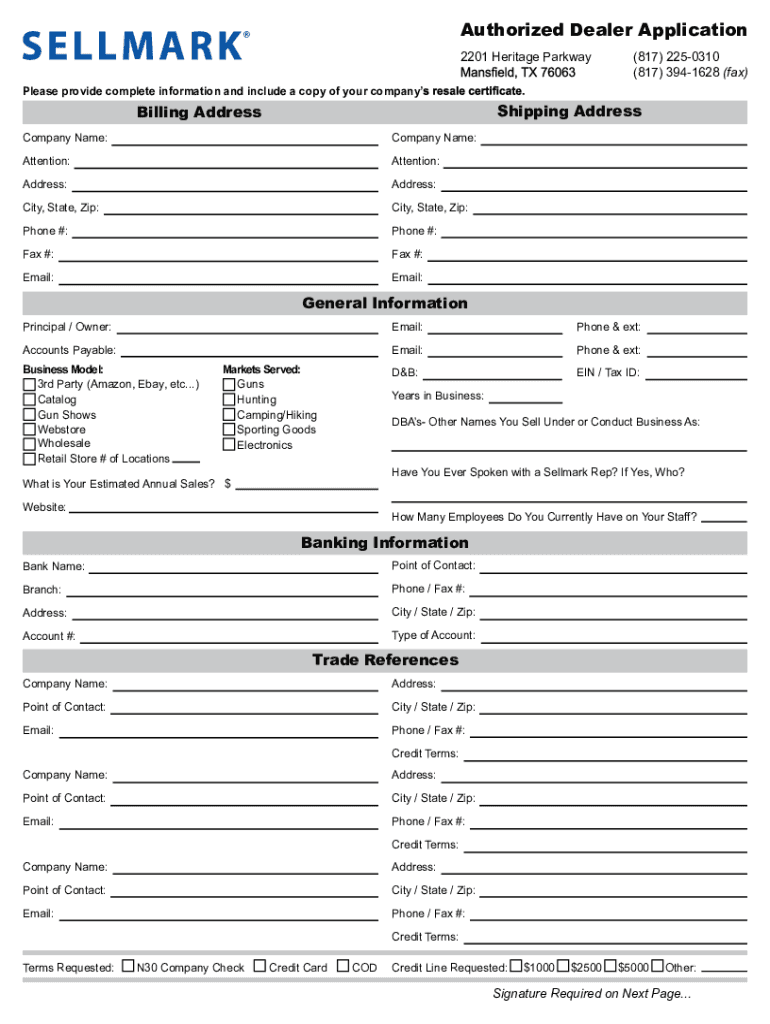 Fillable Online Authorized Dealer Application Fax Email Print - pdfFiller
