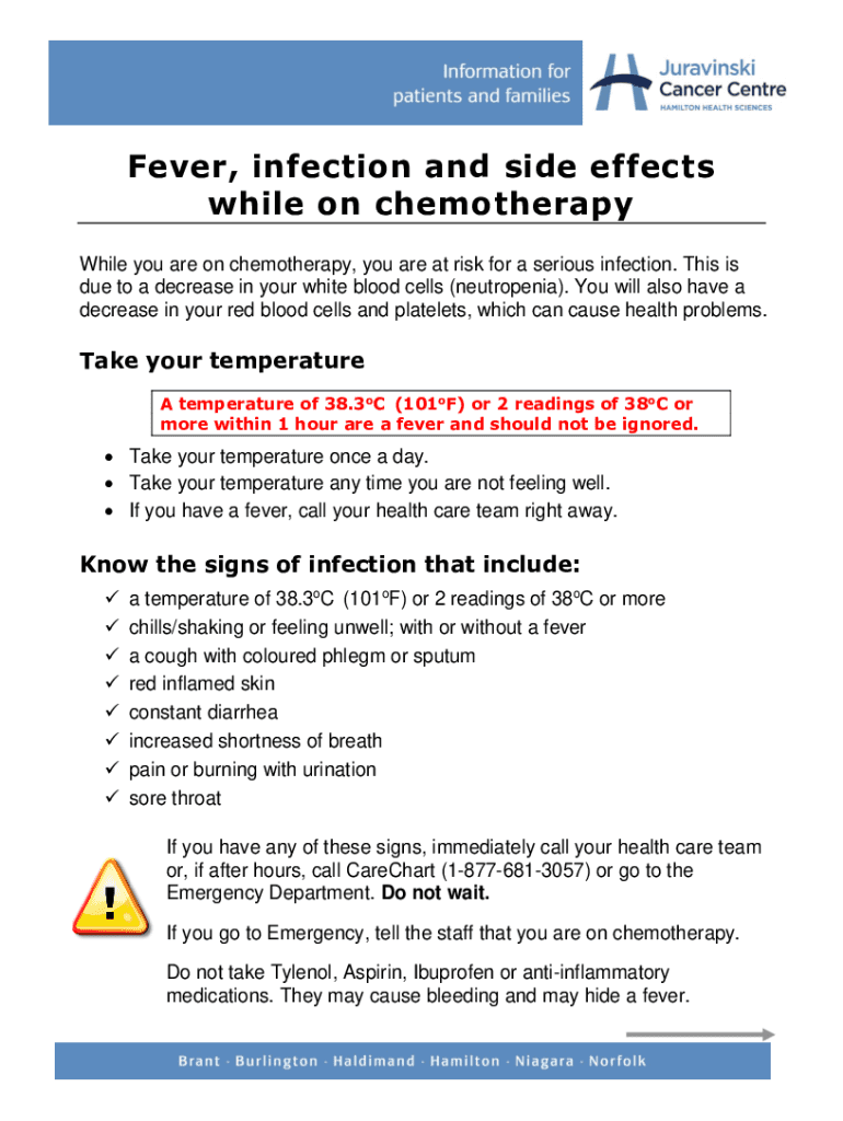 Fillable Online PD 8054 - Fever, infection and side effects while on ...