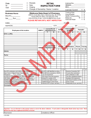 Fillable Online Sample Form Retail Inspection. Oklahoma Board of ...