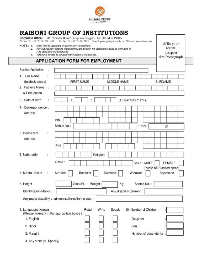 Fillable Online Format for Employment.doc Fax Email Print - pdfFiller