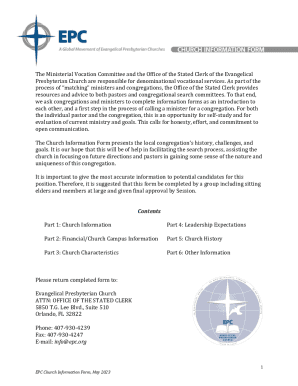 Fillable Online EPC Church Information Form, March 2023 Fax Email Print ...