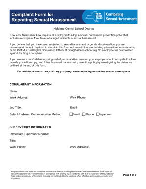 Fillable Online Sexual Harassment Employee Complaint Form Fax Email ...
