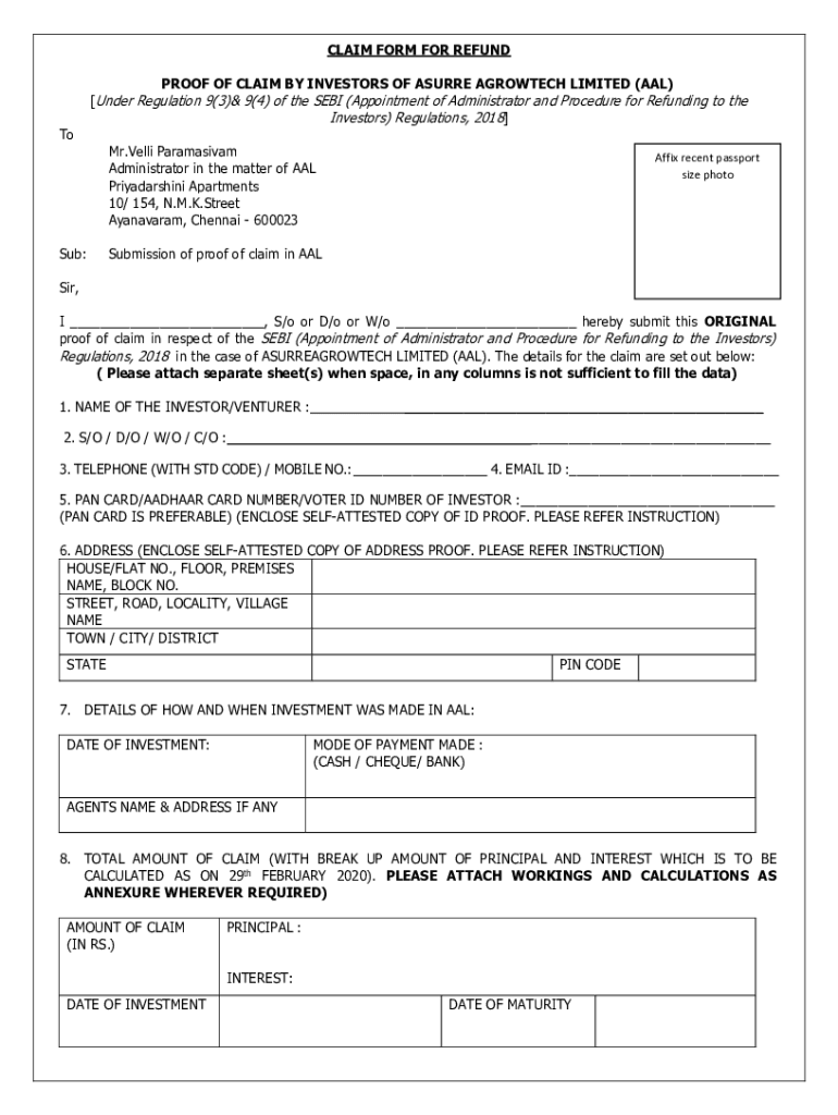 Fillable Online claim form for refund Fax Email Print - pdfFiller