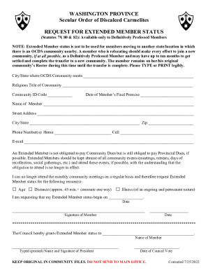 Fillable Online Secular Order of Discalced Carmelites REQUEST FOR ...