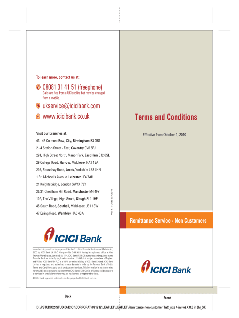 Fillable Online ICICI Bank Contact Us - Customer Care, Queries & Feedback Fax Email Print ...