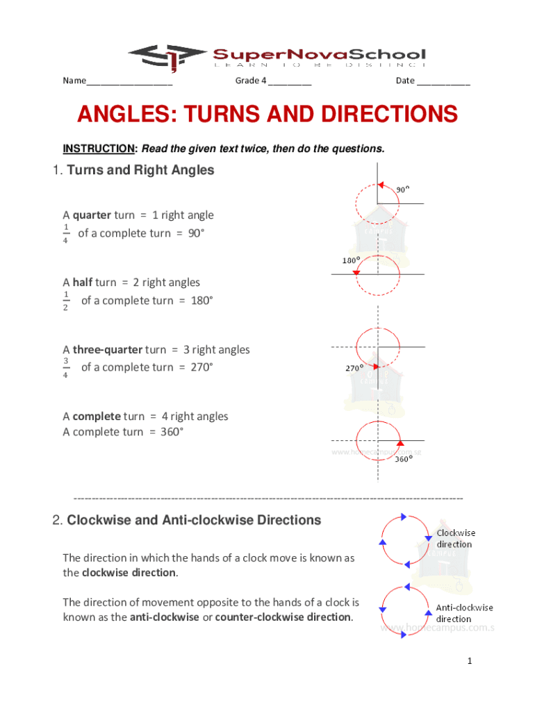 Fillable Online To recognise right angle turns and directional language ...