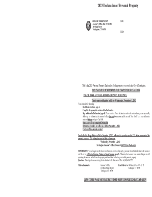 Fillable Online Personal Property Declaration Short Form - Town of ...