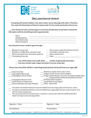 Fillable Online Legacy Endowment Letter of Intent - Form Fax Email ...
