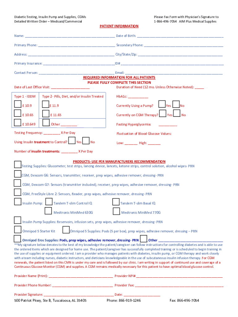 Fillable Online Basic-Home-Blood-Glucose-Monitor-and-Supplies-Order- ... Fax Email Print - pdfFiller
