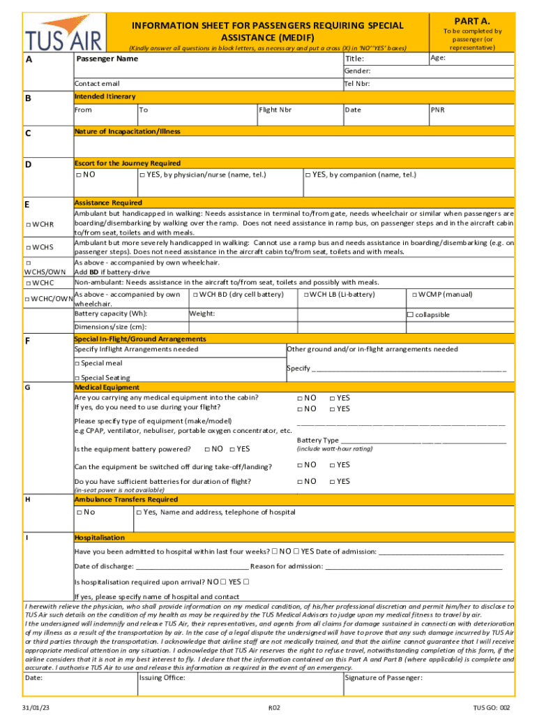 Fillable Online MEDA (Passenger Medical Clearance Form Fax Email Print ...
