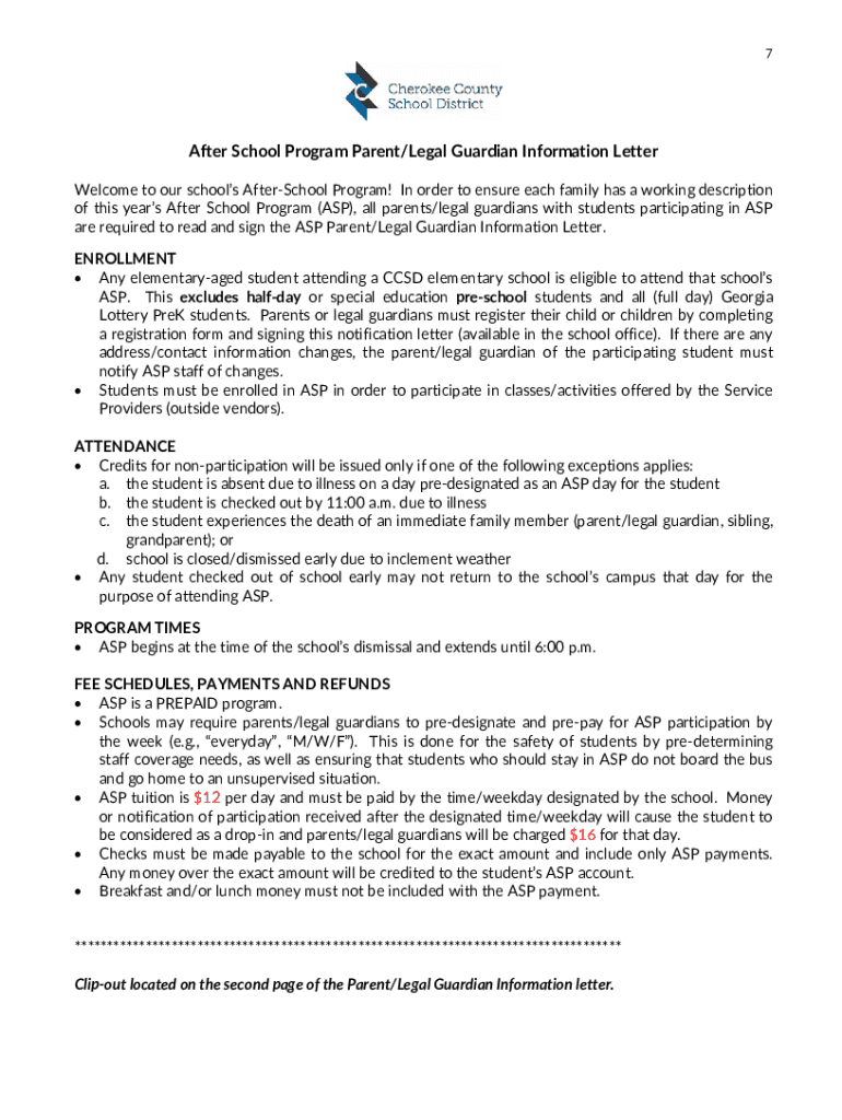 Fillable Online After School Program Parent/Legal Guardian Information ... Fax Email Print ...