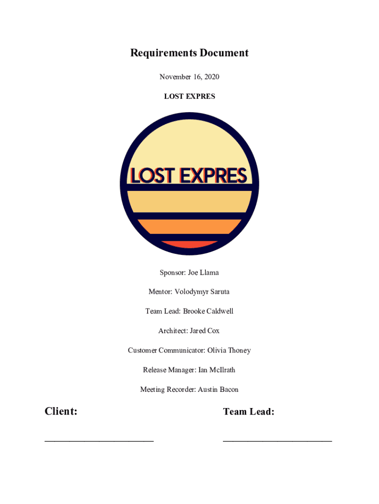 Fillable Online Requirements Document Client: Fax Email Print - pdfFiller