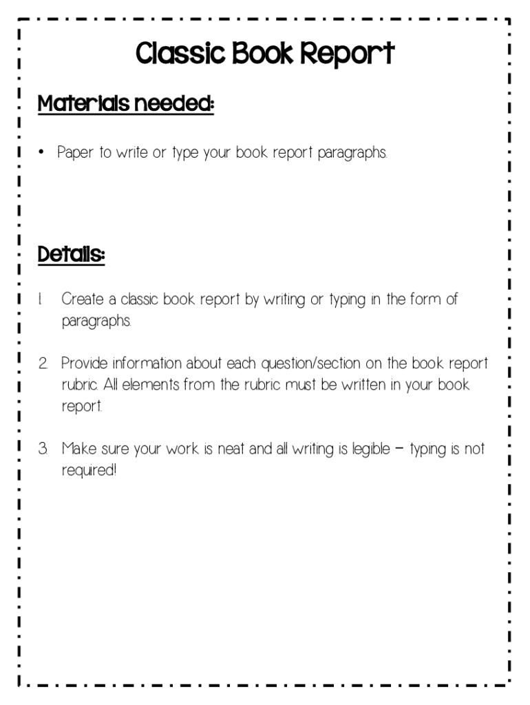 Fillable Online Writing Book Reports - TIP Sheet Fax Email Print ...