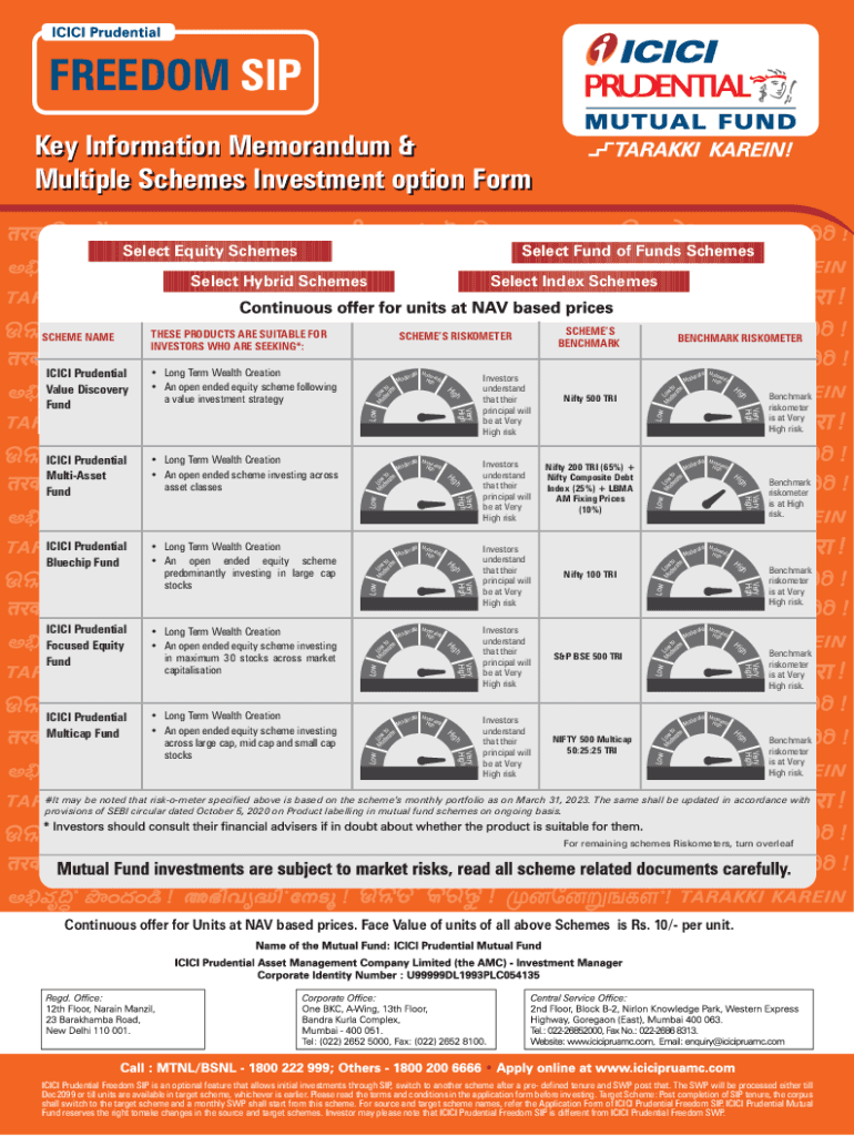 Fillable Online ICICI Prudential Freedom SIP - PDF Free Download Fax ...