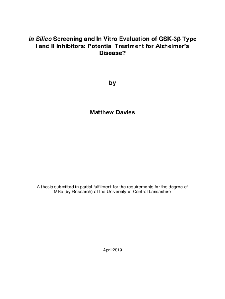 Fillable Online In Silico Screening and In Vitro Evaluation of GSK-3 Type I ... Fax Email Print ...