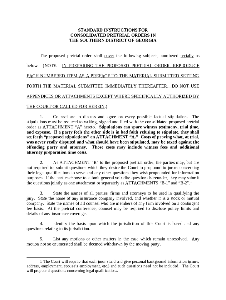 Proposed Pretrial Order Doc Template | pdfFiller