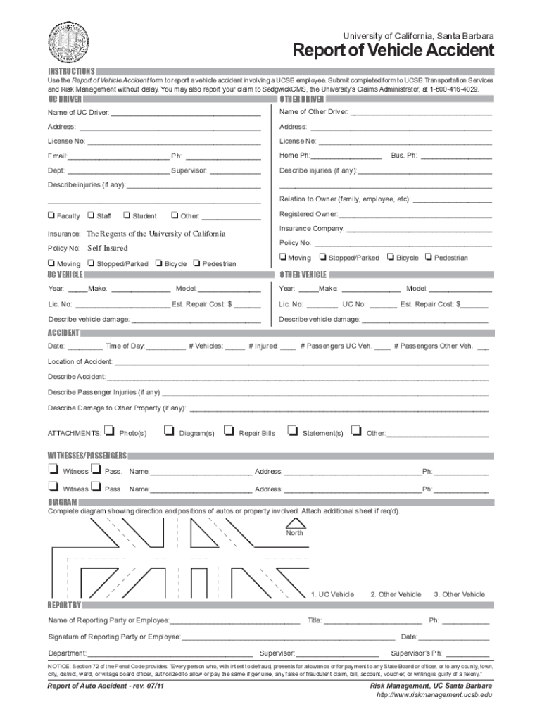 Fillable Online Claim Form - UCSB EHS - UC Santa Barbara Fax Email ...