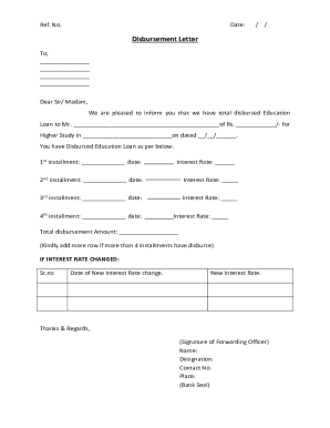 Fillable Online DISBURSEMENT REQUEST FORM To, Date Fax Email Print ...