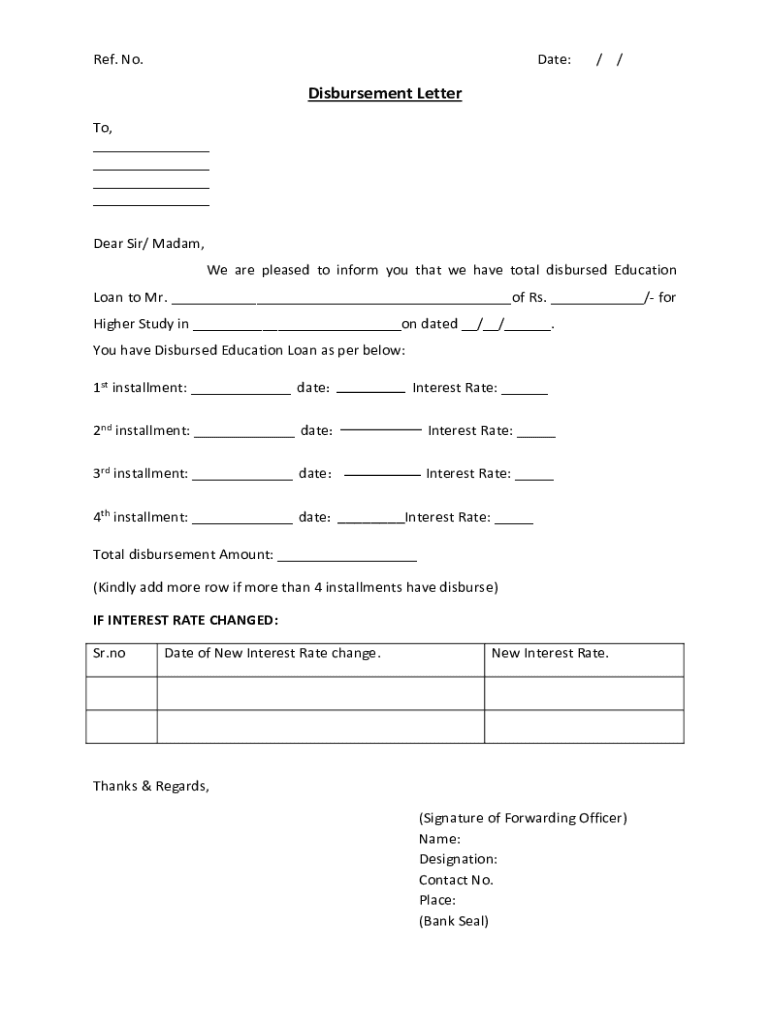 Fillable Online DISBURSEMENT REQUEST FORM To, Date Fax Email Print ...