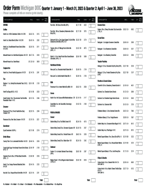 Fillable Online Order Form Michigan DOC Quarter 1: January 1 Fax Email ...