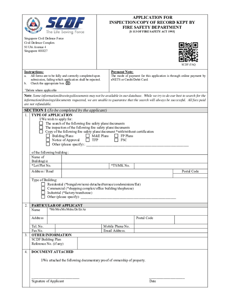 Fillable Online ministry of home affairs singapore civil defence force ...