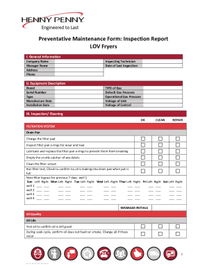 Fillable Online Preventative Maintenance Form: Inspection Report ...