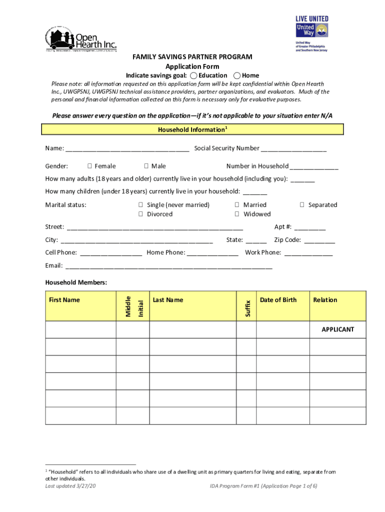 Fillable Online FAMILY SAVINGS PARTNER PROGRAM Application Form Fax Email Print - pdfFiller