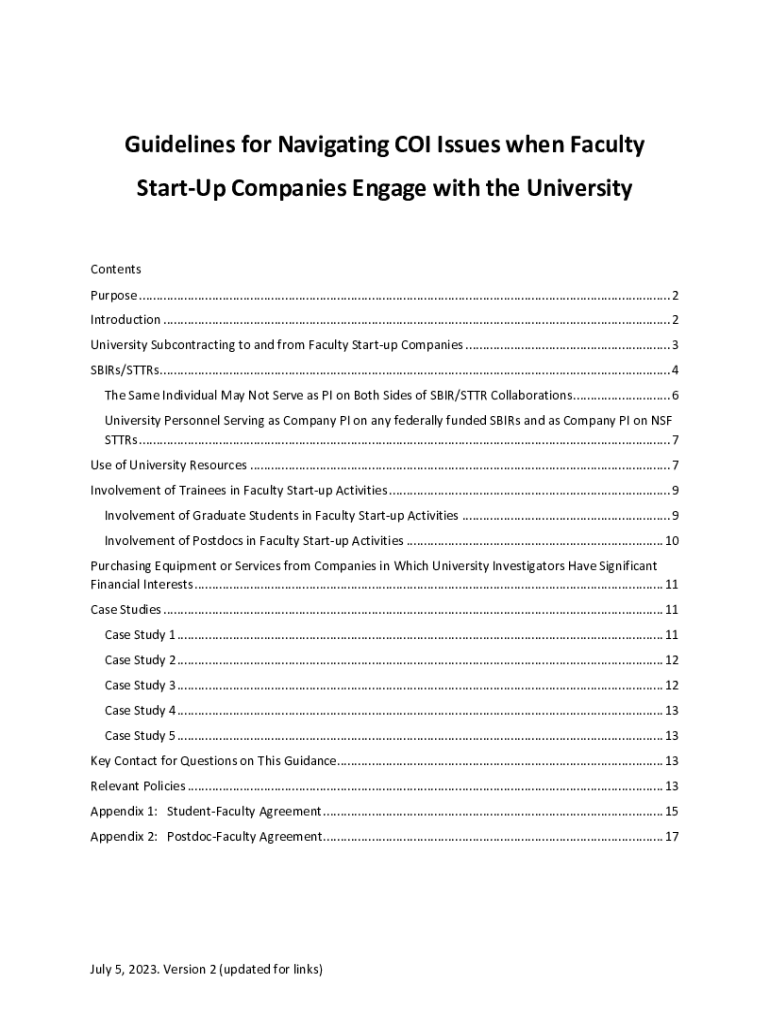 Fillable Online COI Guidance for Faculty and Students involved in Start ...