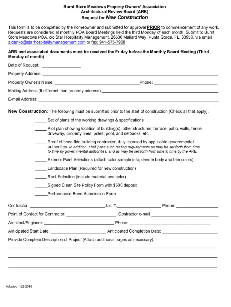 Fillable Online Request for ARCHITECTURAL Review Application Fax Email ...