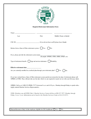 Fillable Online Required Retirement Information Form Fax Email Print ...