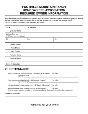 Fillable Online Owner Information Request FORM- Welcome Letter.doc Fax ...