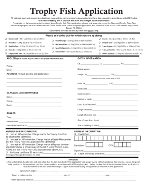 Fillable Online Trophy Fish Application - - International Game Fish ...