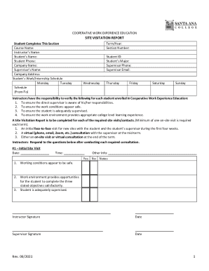 Fillable Online CWE Site Visit Form Fax Email Print - pdfFiller