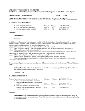 Fillable Online Feedback to Academic Departments on Assessment Activities Reported in 2006-2007 ...